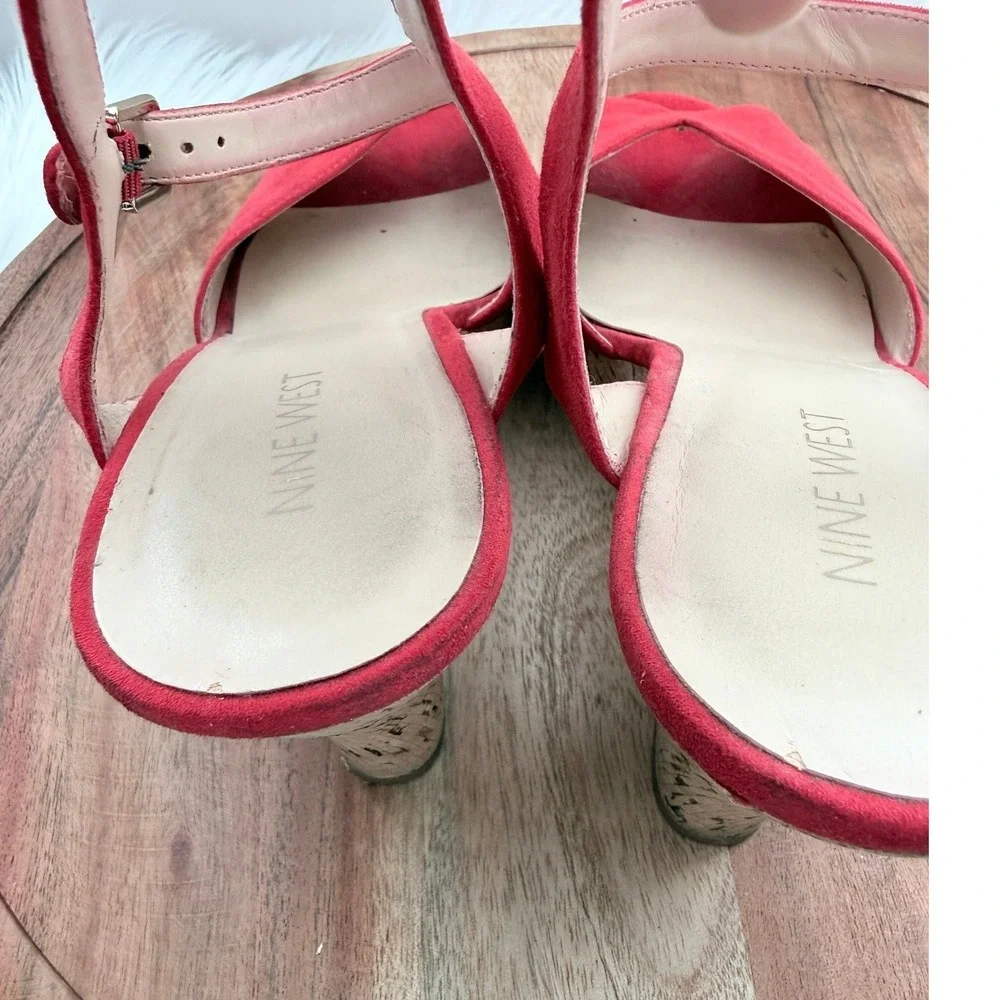 Nine West | Shoes | Nine West Bigeasyo Red Textile Cork Wedge Sandals ...